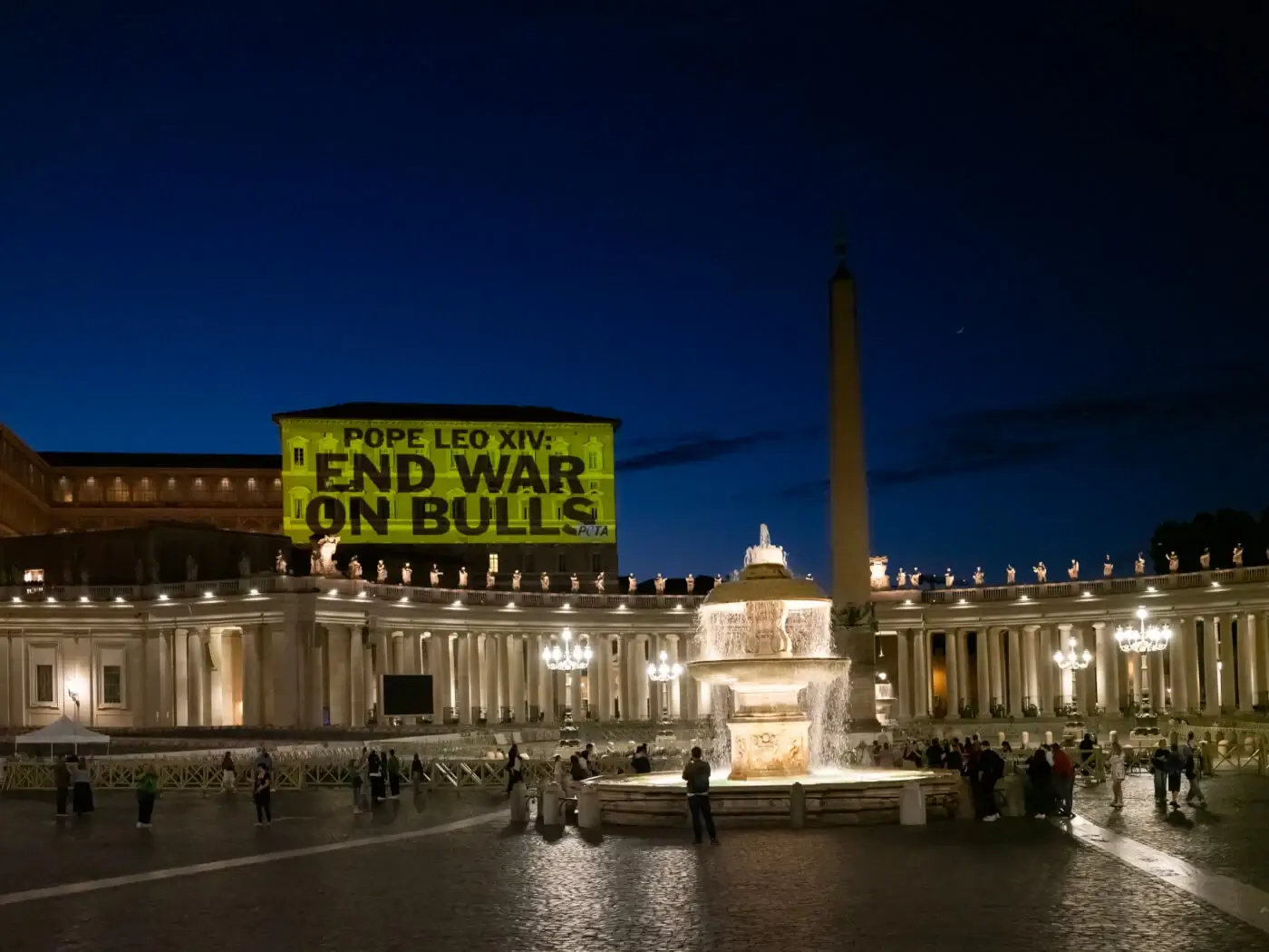 Vatican Palace Projection Urges Pope Leo XIV to Denounce Bull Torment ...